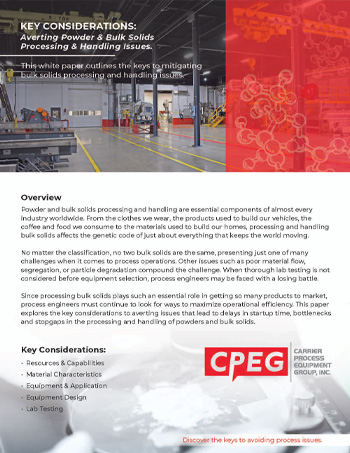 White Paper: Avert Powder & Bulk Solids Processing Issues - Powder ...